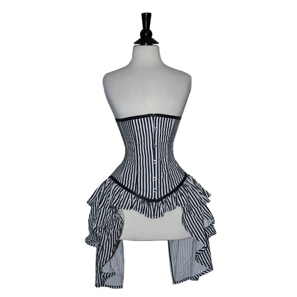 YAK COLLECTIONS | Tops | Black White Satin Under Bust Corset Real Steel ...